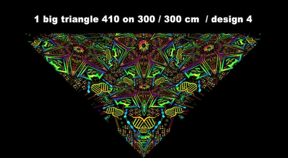 UV-reactive, big triangle DJ Booth, forest molecule, psychedelic party ...
