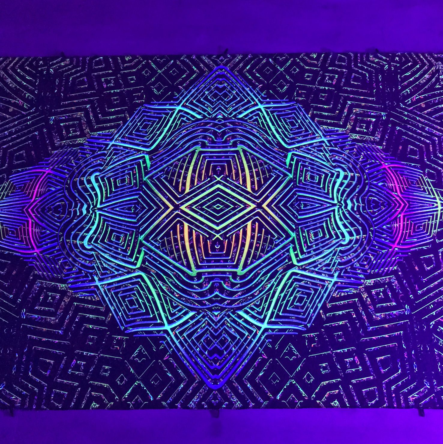 3d Optical Illusion Art Print Psychedelic Large Tapestry in Blue for UV ...